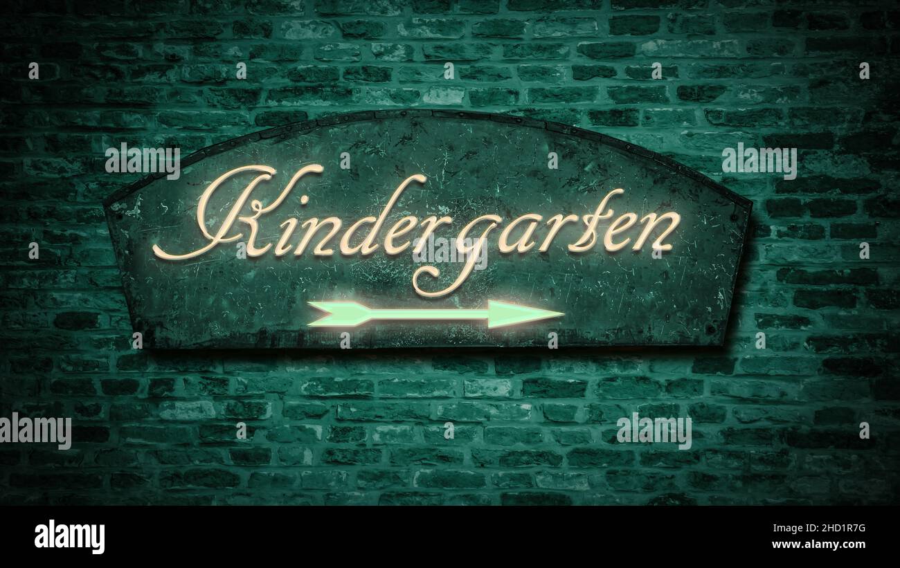 Street Sign the Direction Way to Kindergarten Stock Photo - Alamy