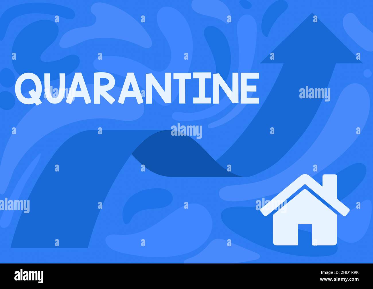 Conceptual display Quarantine. Word Written on restraint upon the ...