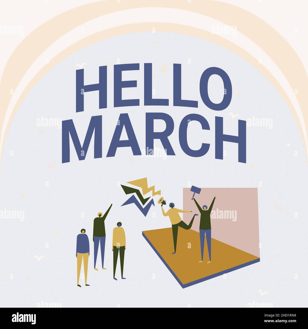 Text caption presenting Hello March. Business approach a greeting ...