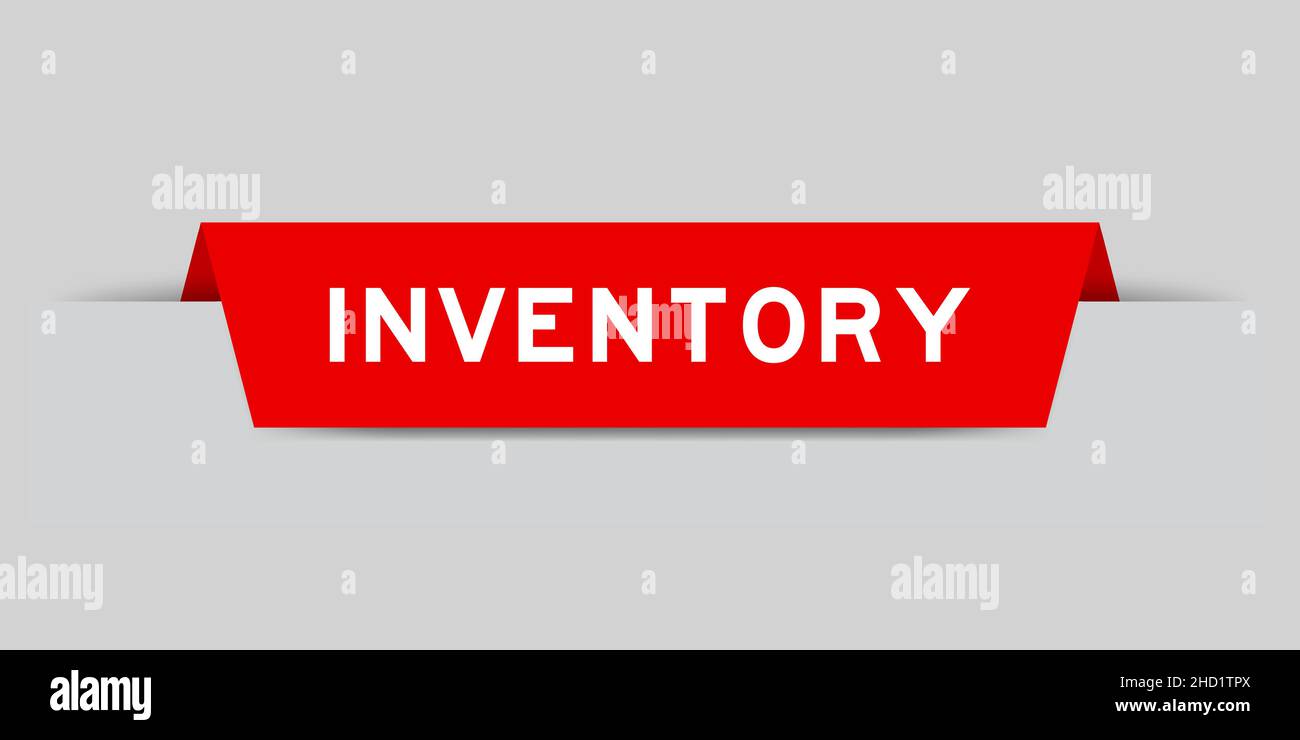 Red color inserted label with word inventory on gray background Stock ...