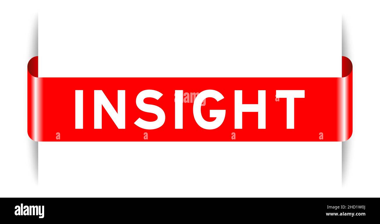 Red color inserted label banner with word insight on white background ...