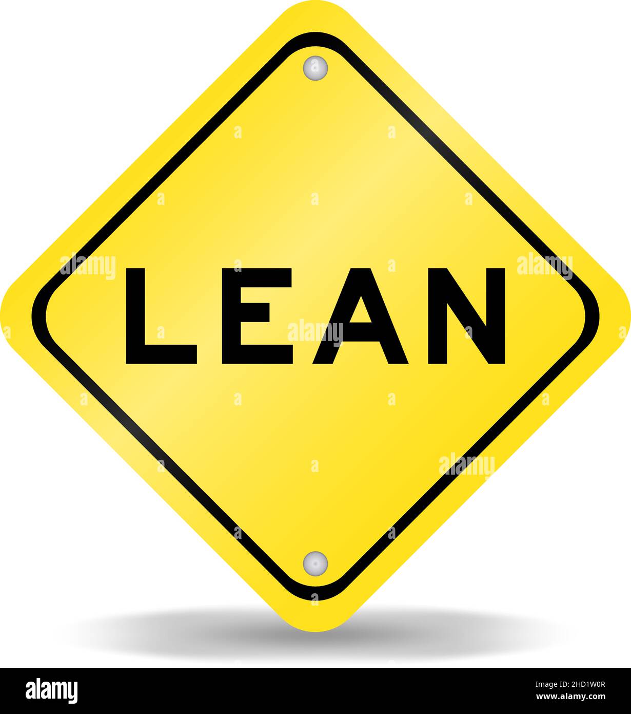 Yellow color transportation sign with word lean on white background ...