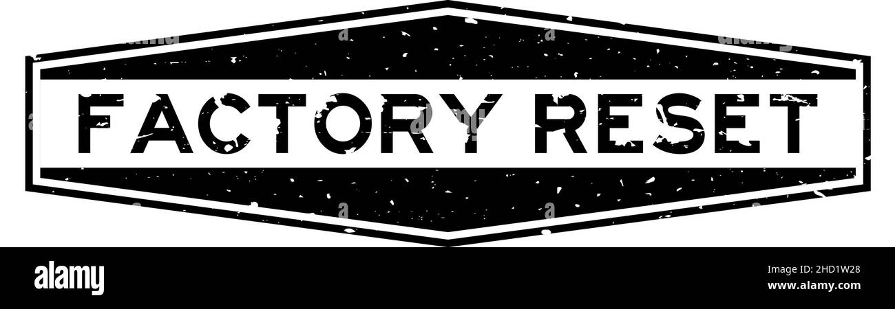 Grunge black facotry reset word hexagon rubber seal stamp on white ...