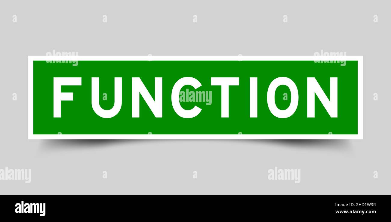 Square label banner with word function in green color on gray ...