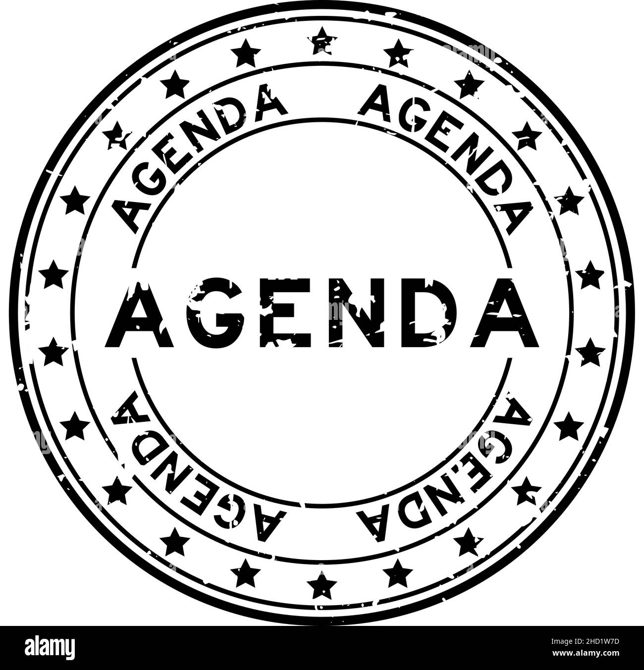 Grunge black agenda word round rubber seal stamp on white background ...