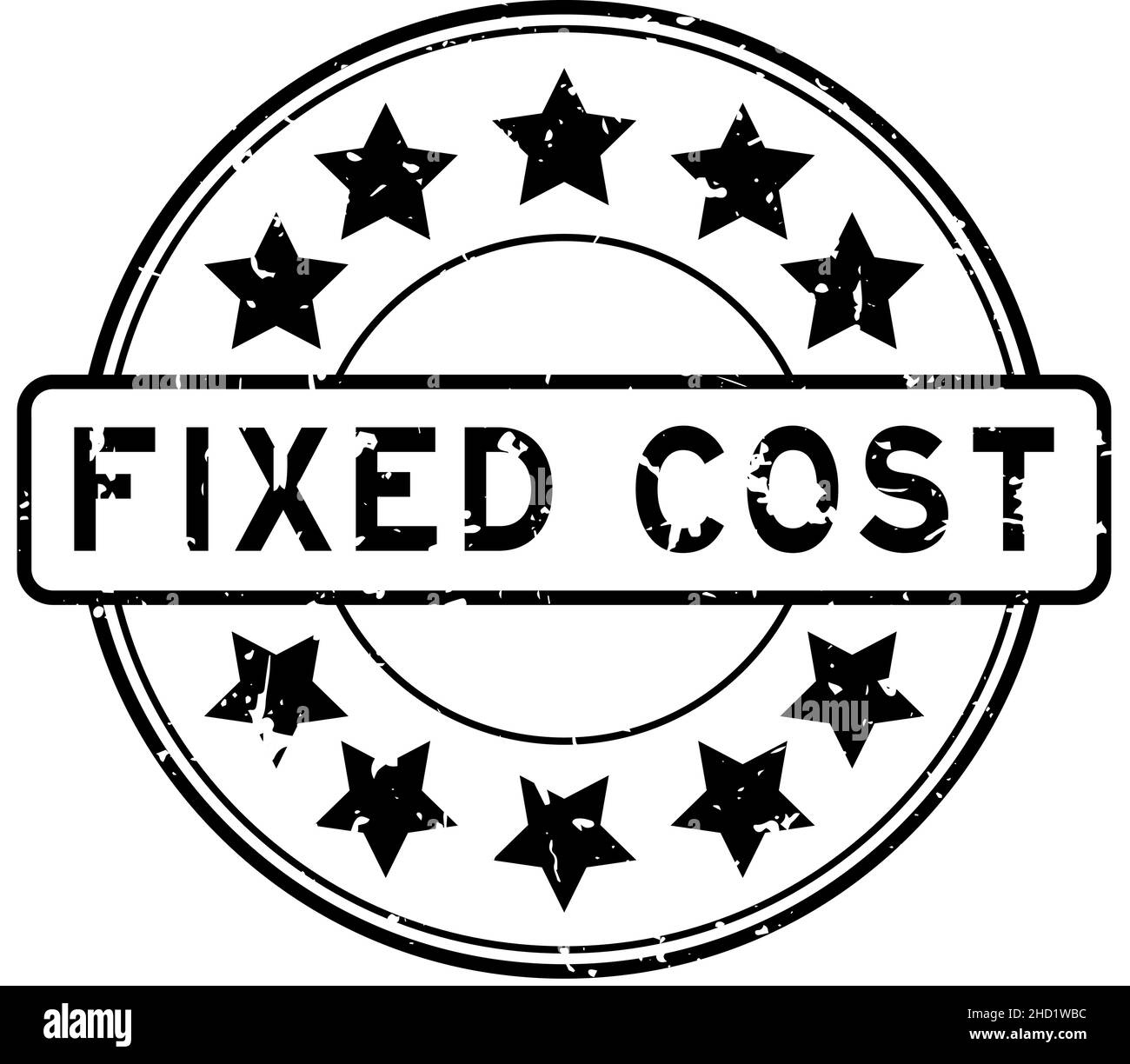 Grunge black fixed cost word with star icon round rubber seal stamp on ...
