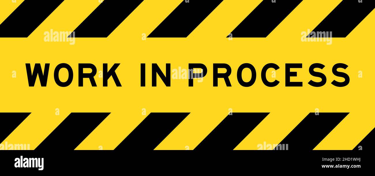 Yellow and black color with line striped label banner with word work in ...