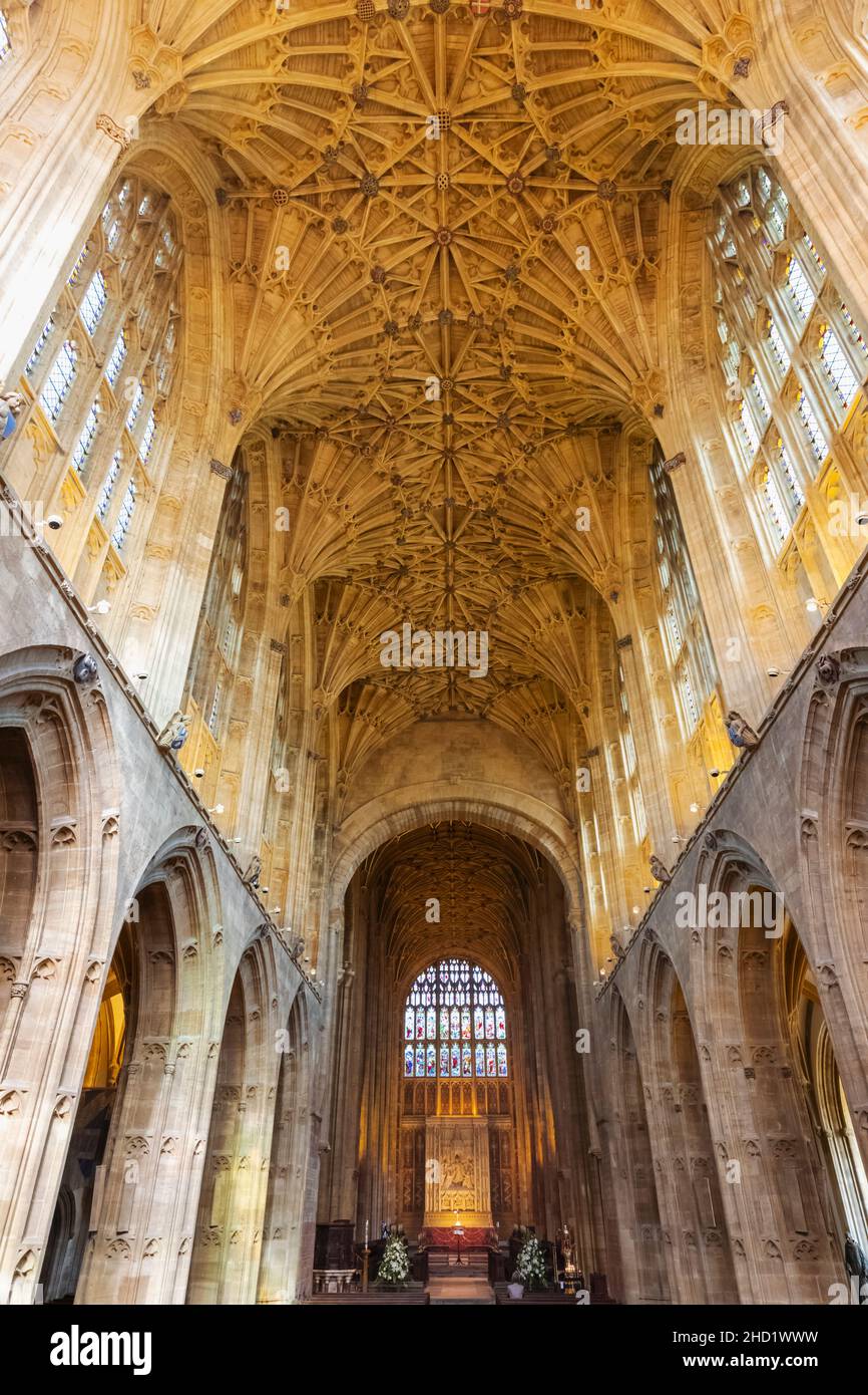 England, Dorset, Sherborne, Sherborne Abbey, Interior View Stock Photo ...