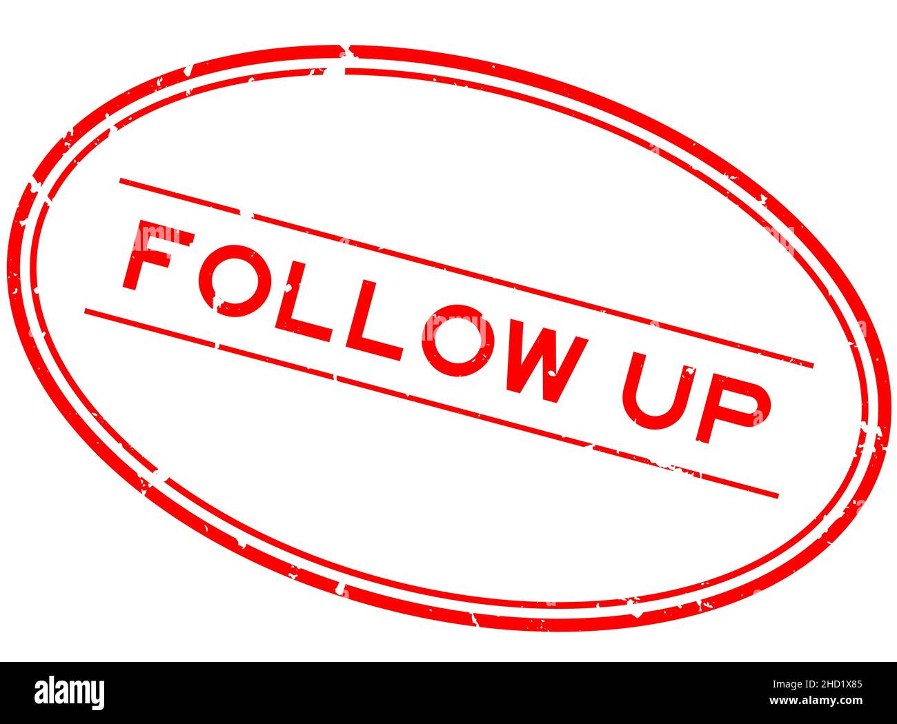 Grunge red follow up word oval rubber seal stamp on white background ...