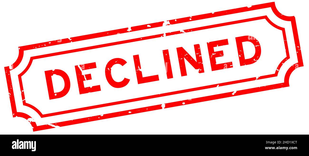 Grunge red declined word rubber seal stamp on white background Stock ...