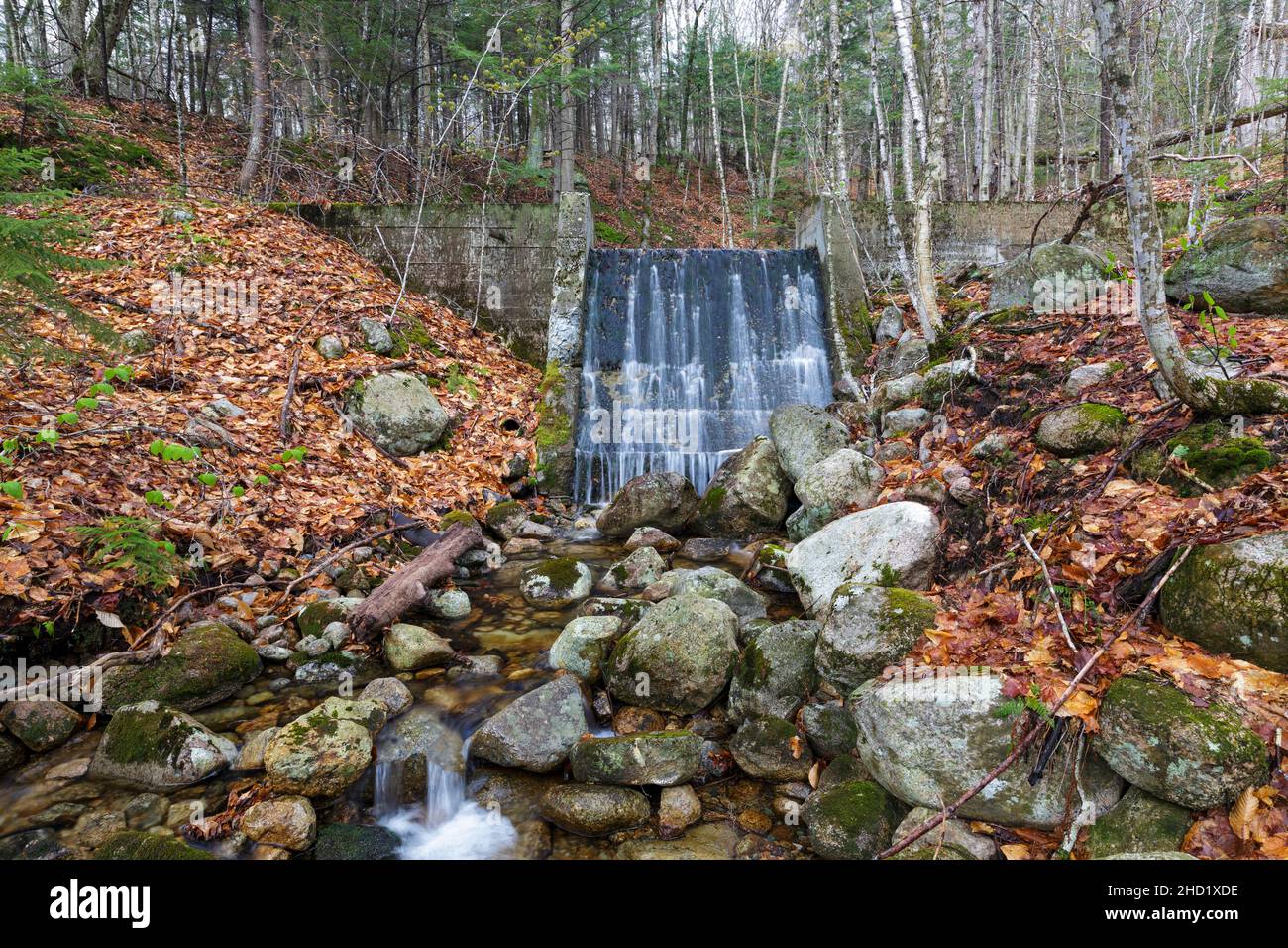 An abandoned dam in the southern section of Franconia Notch in Lincoln ...