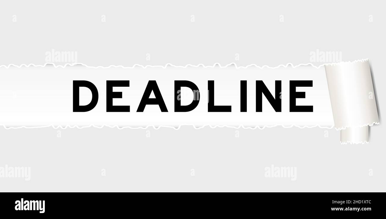 Ripped gray paper background that have word deadline under torn part ...