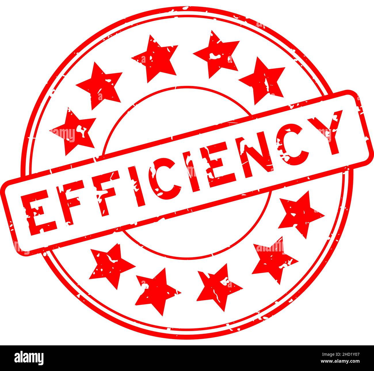 Grunge red efficiency word with star icon round rubber seal stamp on ...