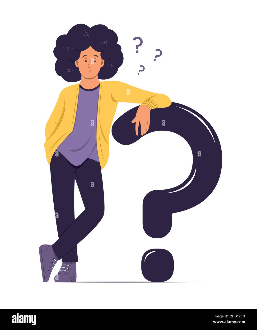 Man Leaning Against Question Mark and Thinking Stock Vector Image & Art ...