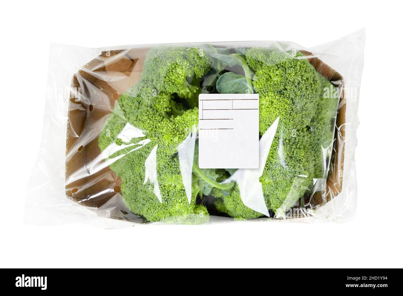 Packaged and labeled broccoli on an isolated white background Stock ...