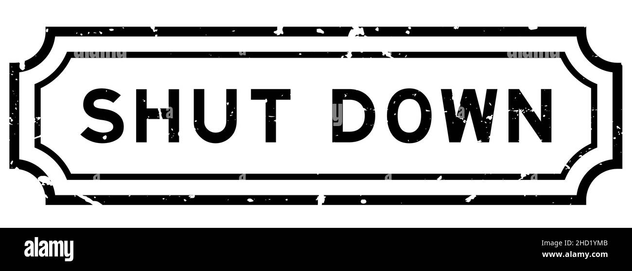 Shut down stamp Black and White Stock Photos & Images - Alamy
