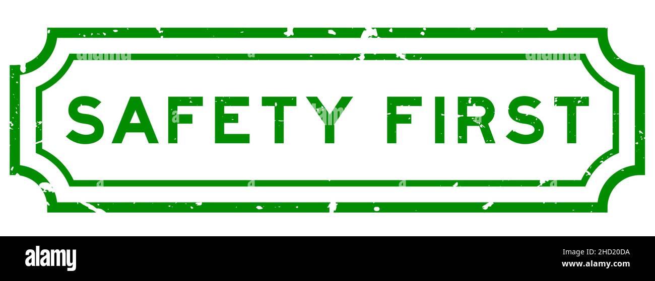 Grunge green safety first word rubber seal stamp on white background Stock Vector Image & Art ...