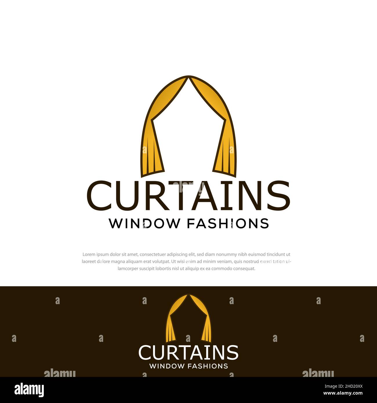 Vector yellow curtain logo and window symbol illustration design ...