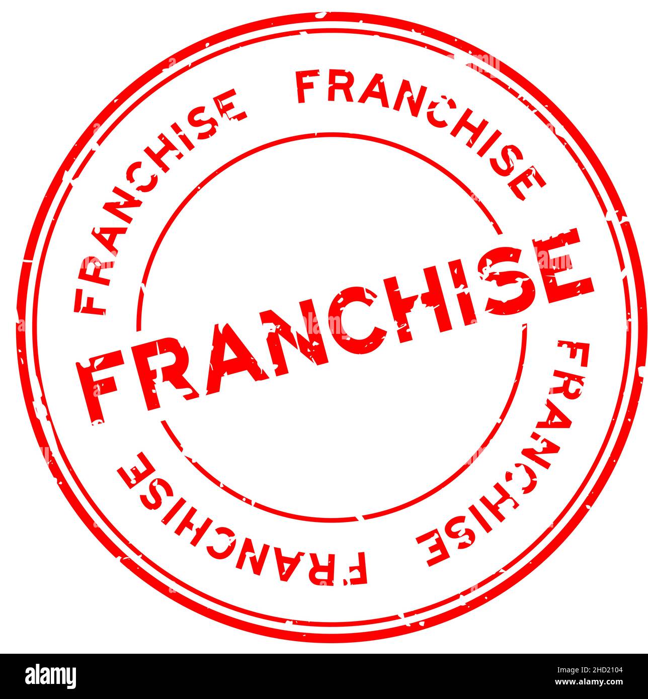 Grunge red franchise word round rubber seal stamp on white background ...