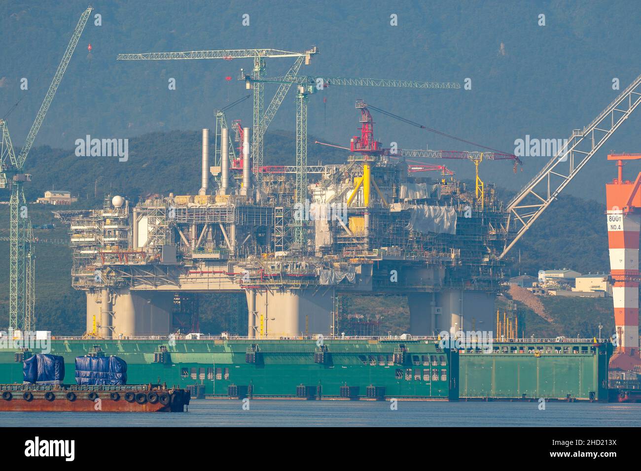 June 24, 2020-Geoje, South Korea-A View of shipbuilding yard scene at ...