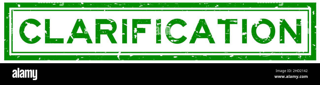 Grunge green clarification word square rubber seal stamp on white ...
