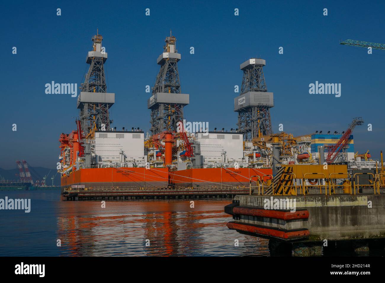 June 24, 2020-Geoje, South Korea-A View of shipbuilding yard scene at ...