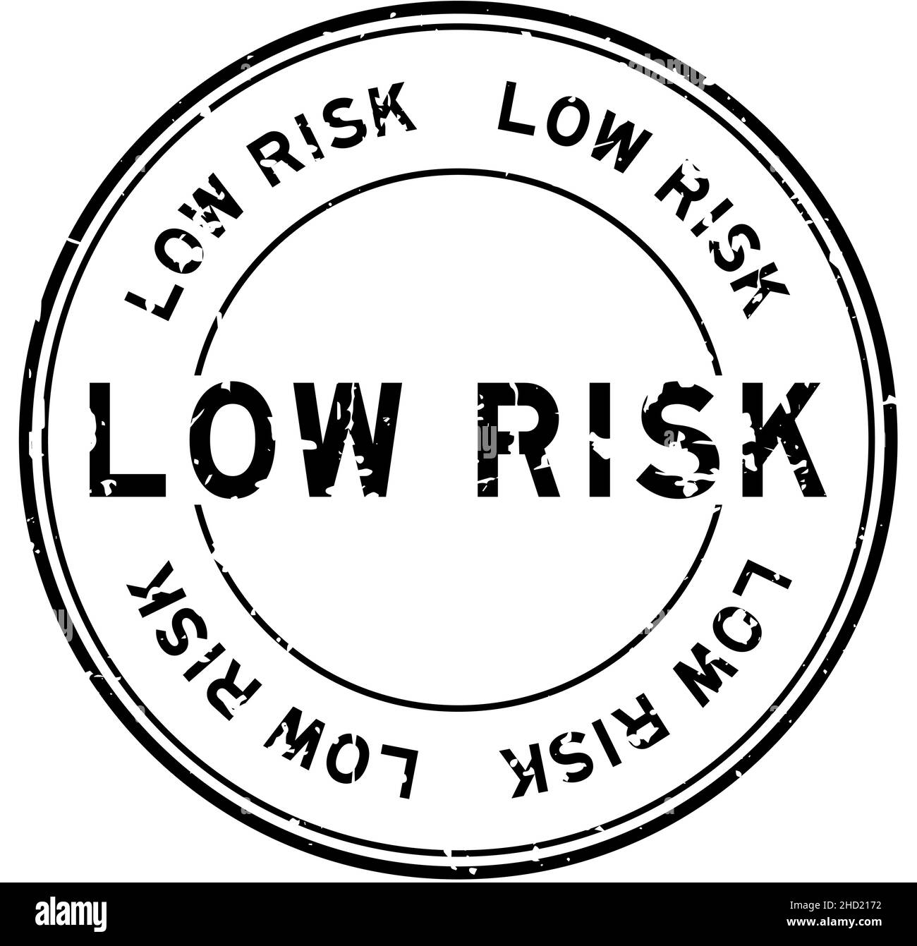 Grunge black low risk word round rubber seal stamp on white background ...