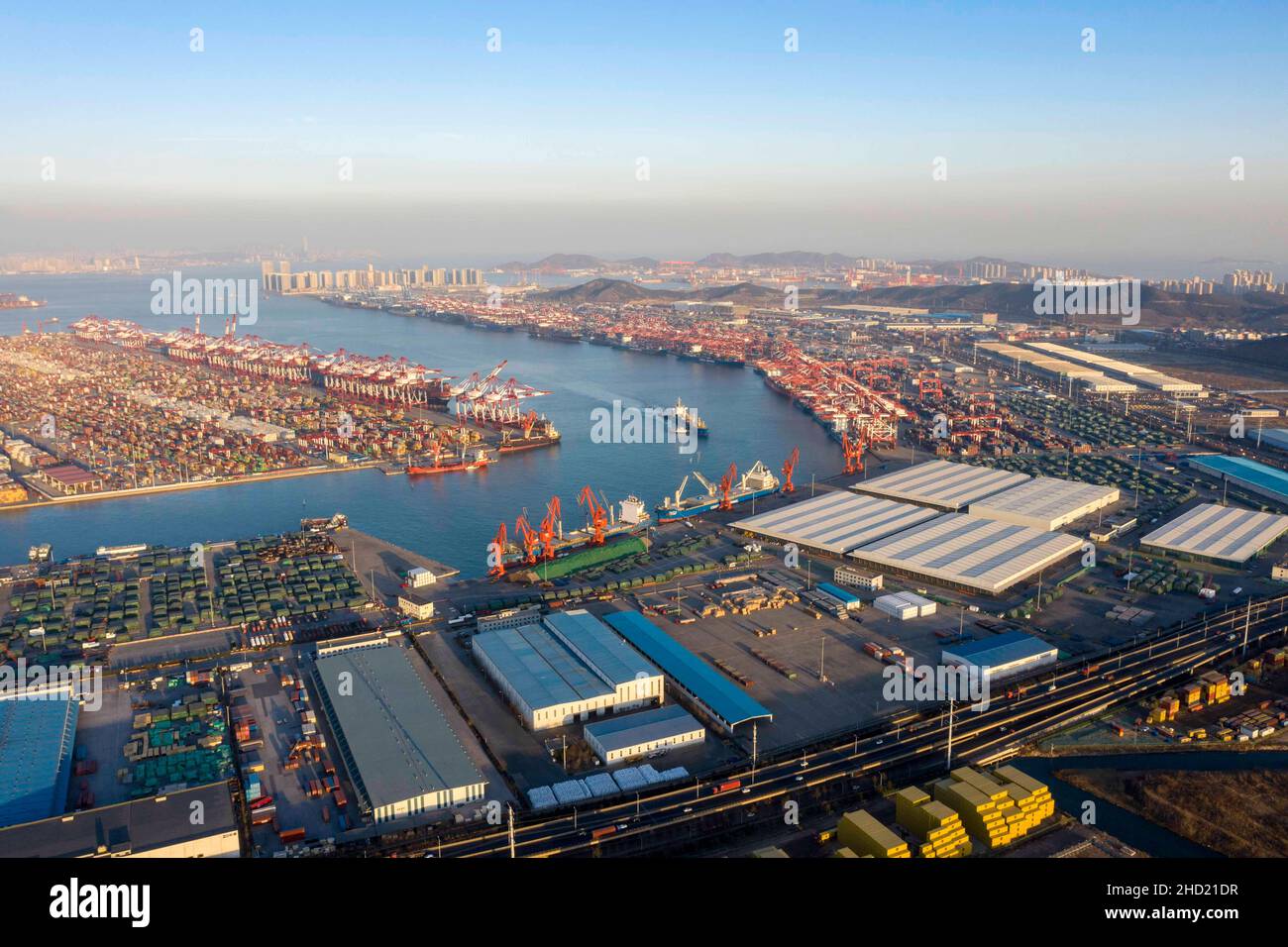 QINGDAO, CHINA - JANUARY 2, 2022 - The Qianwan Container Terminal of ...