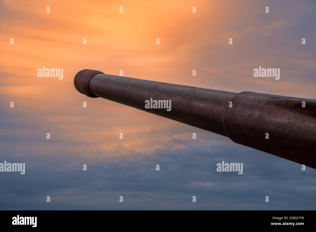 Cannon barrel of a German bunker in Longues sur Mer, Normandy, France ...