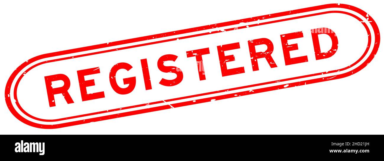 Grunge red registered word rubber seal stamp on white background Stock ...