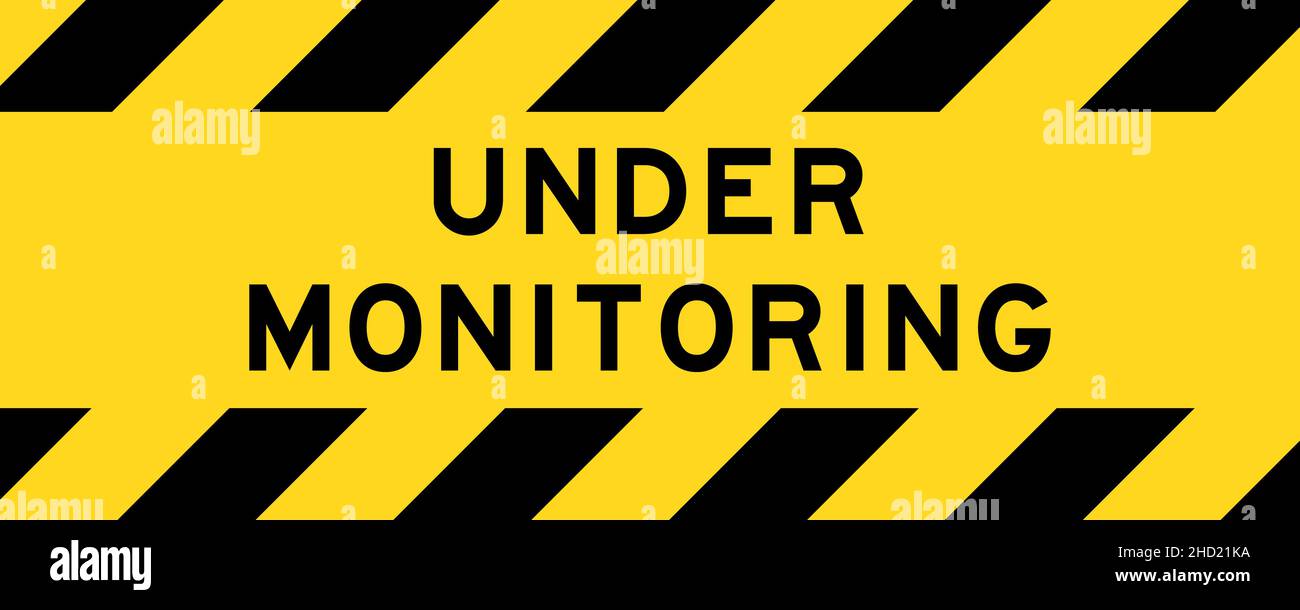 Yellow and black color with line striped label banner with word under ...