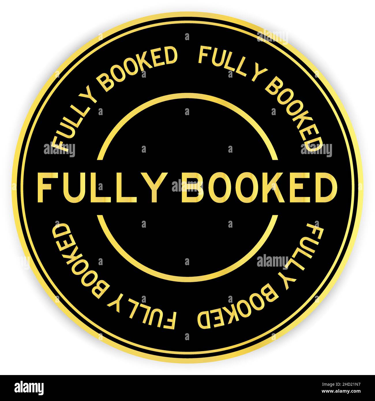 Black and gold color round label sticker with word fully booked on white background Stock Vector ...