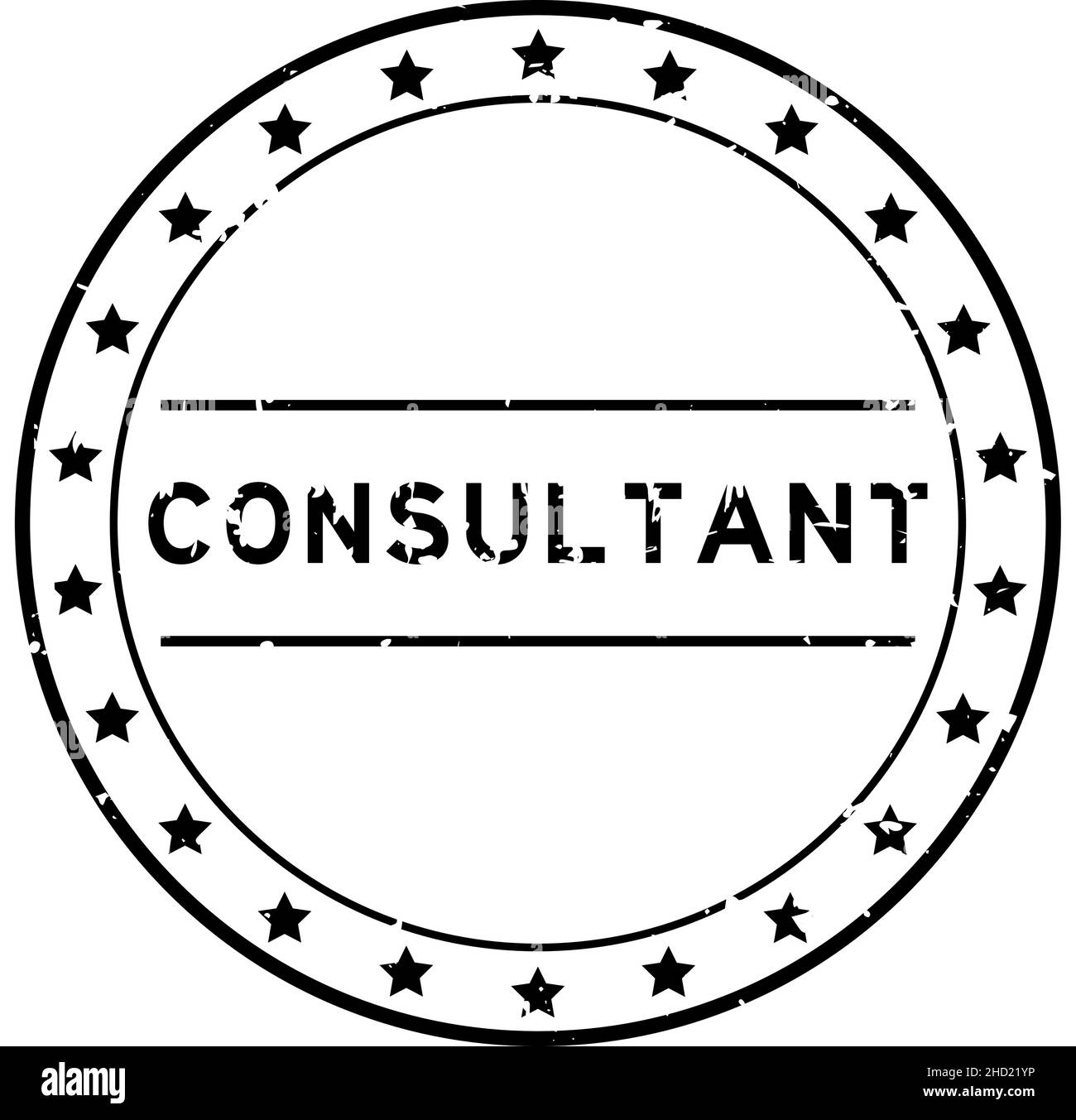 Grunge black consultant word round rubber seal stamp on white ...