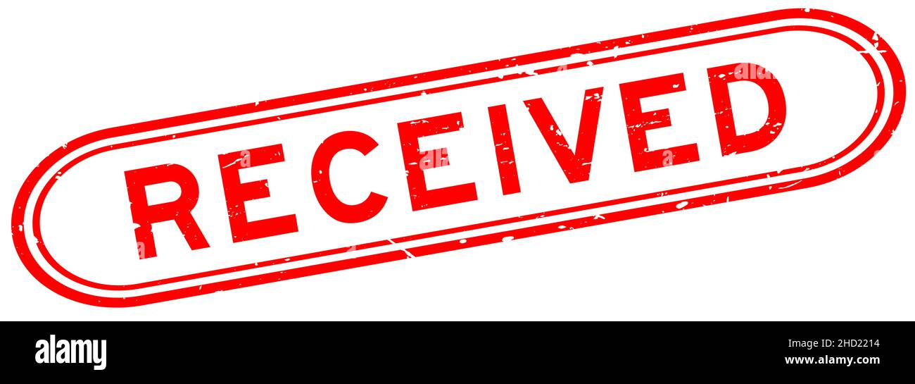 Grunge red received word rubber seal stamp on white background Stock ...