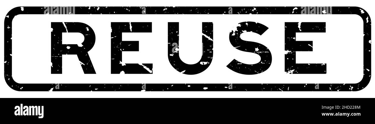 Grunge black reuse word square rubber seal stamp on white background ...