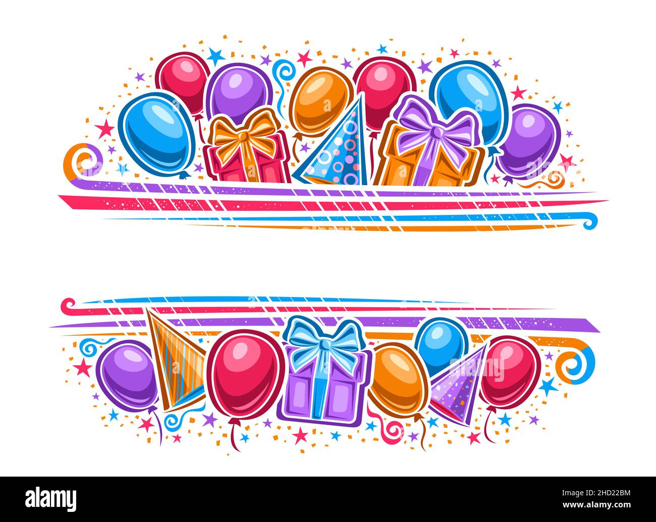 Vector Border for Happy Birthday with copy space, horizontal template ...
