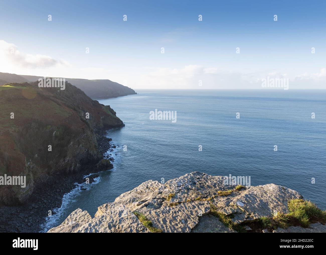 Cliff top view of Bristol Channel from Valley of the Rocks, Exmoor ...