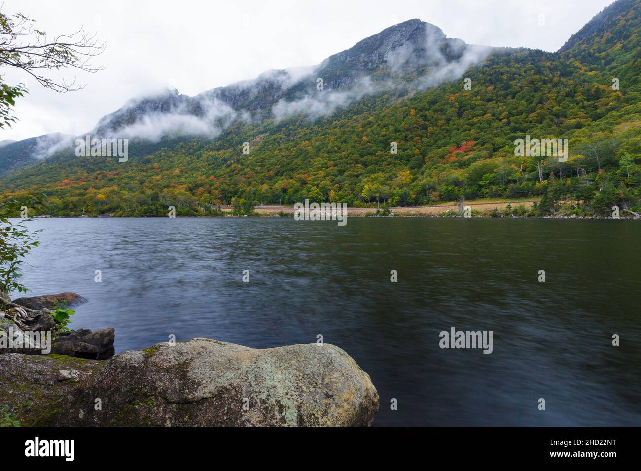 Eagle Cliff from Profile Lake in Franconia Notch, New Hampshire on a ...