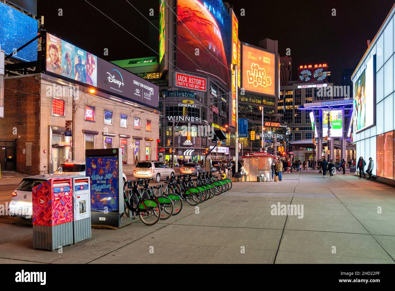 The Yonge-Dundas square in the downtown district is illuminated at ...