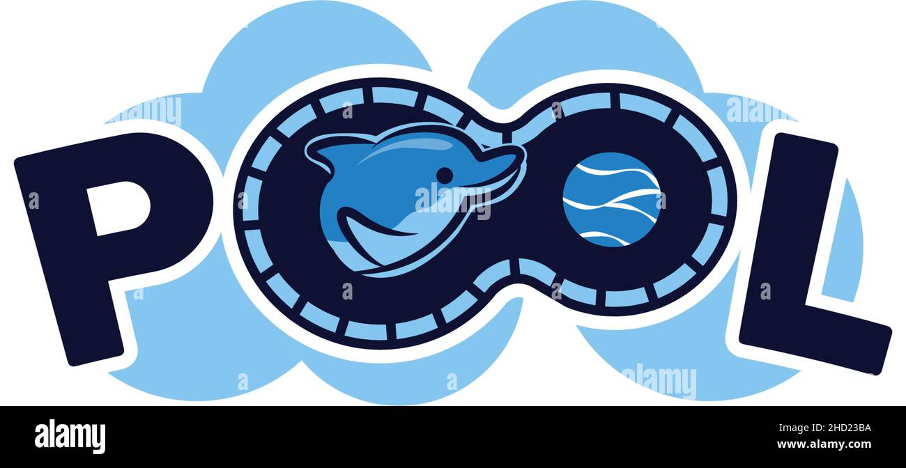 Modern colorful design POOL dolphin logo design Stock Vector Image ...