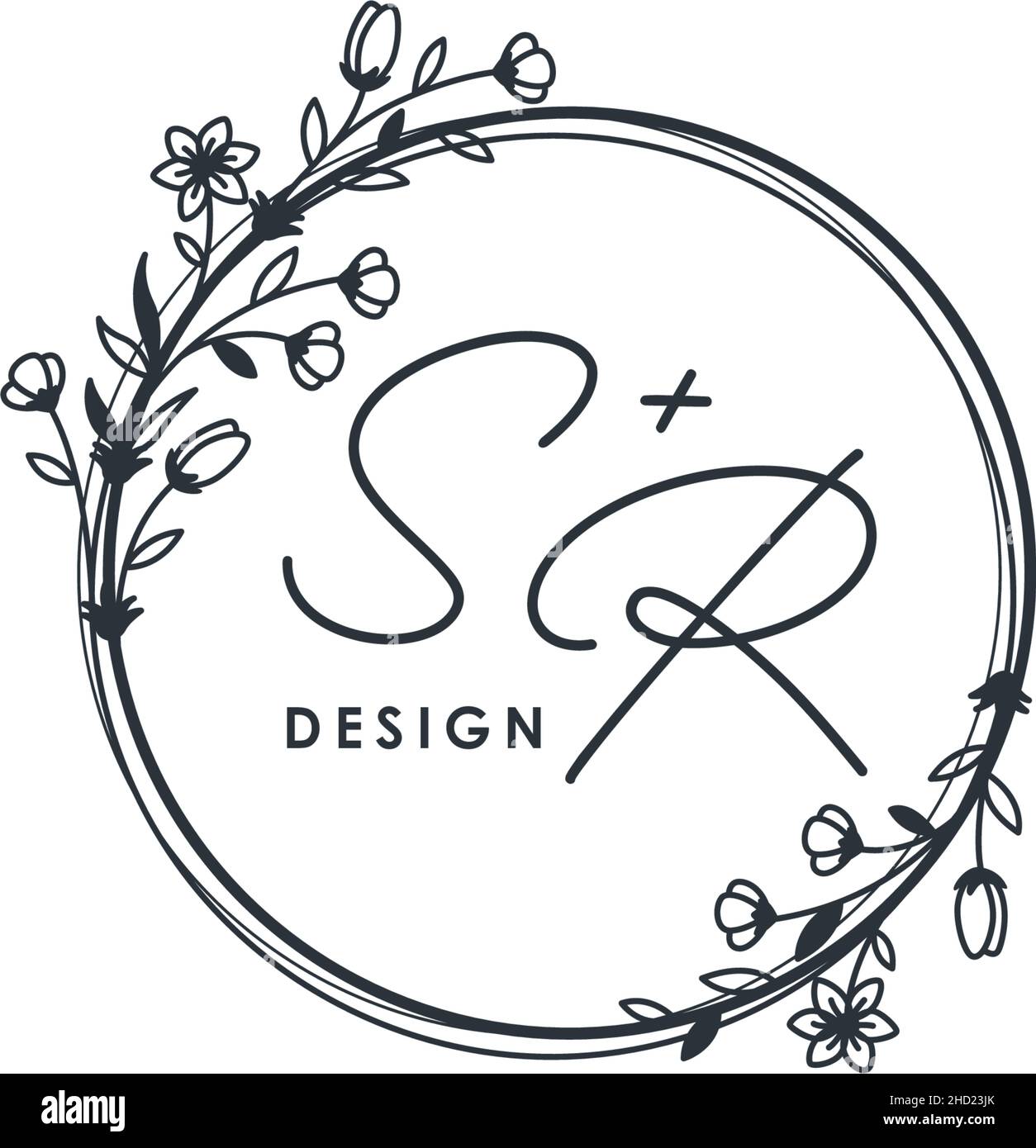 Initial SR DESIGN flower invitation logo design Stock Vector Image ...