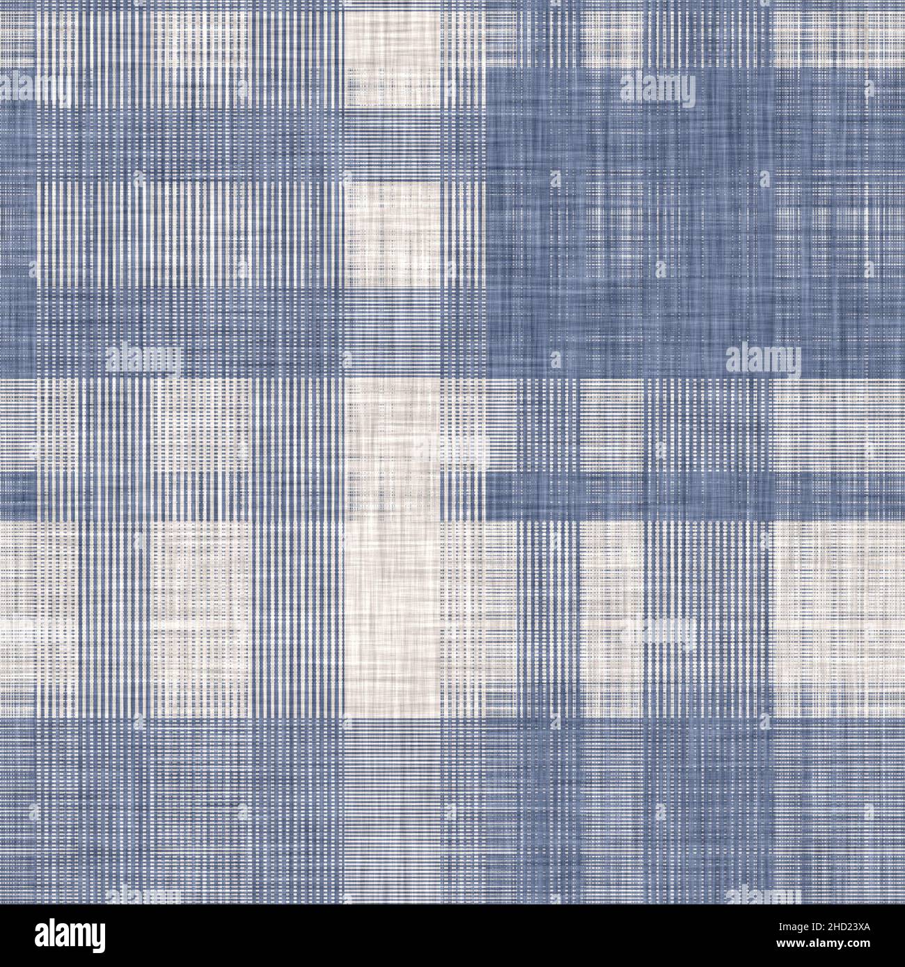 Farmhouse blue plaid seamless pattern. Vintage style twill all over ...