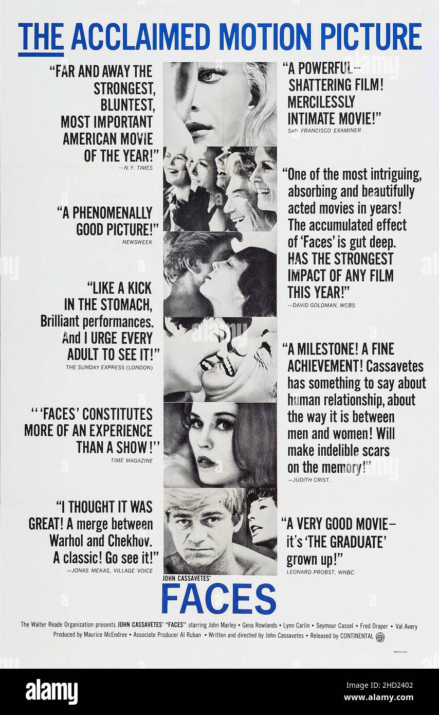 Theatrical release poster for John Cassavetes's 1968 film Faces (1968 ...