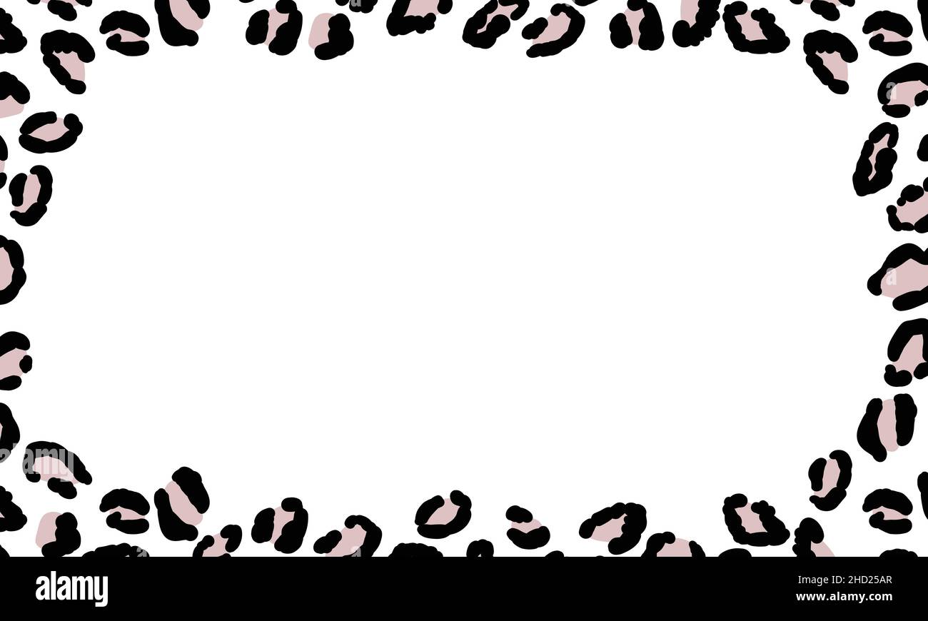 Black and white frame with modern ornament of stylized leopard skin ...