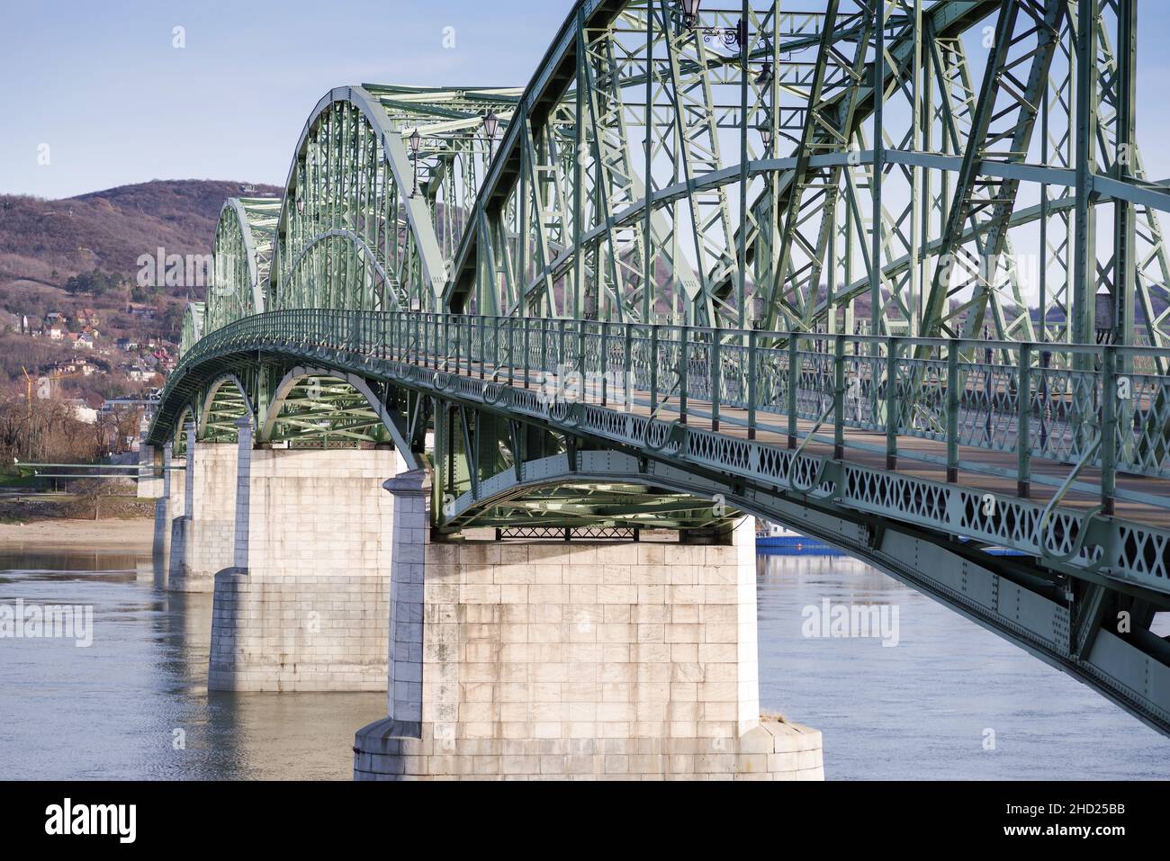 Arches of the Maria Valeria Bridge over Danube connecting the Slovak ...