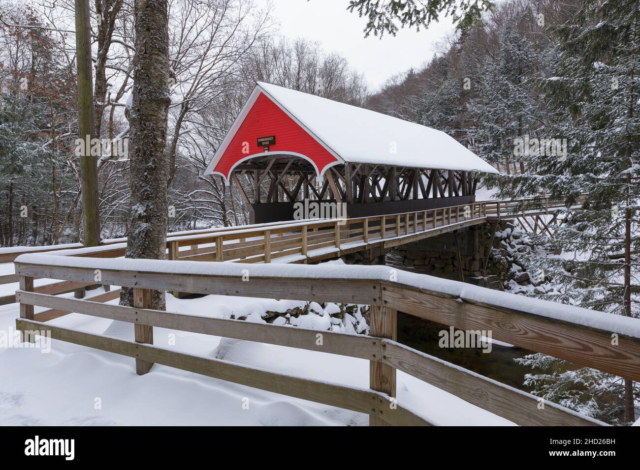 The Flume Covered Bridge in Franconia Notch, New Hampshire covered in ...