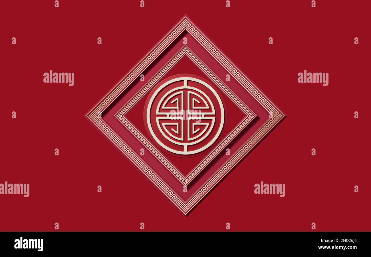 Patterns with Chinese style background, 3d rendering. Computer digital ...