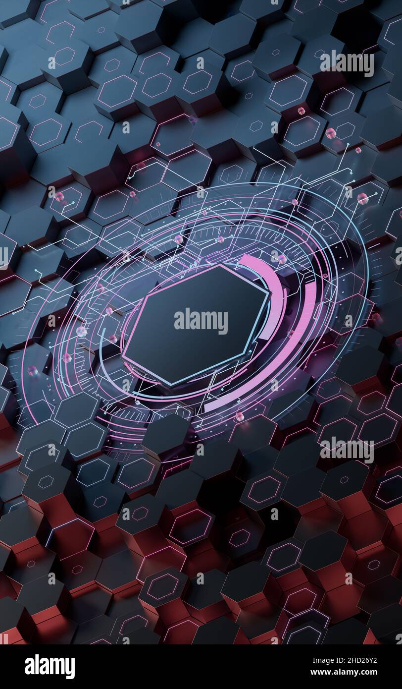 Hexagonal scientific and technological materials, 3d rendering. Computer digital drawing Stock ...