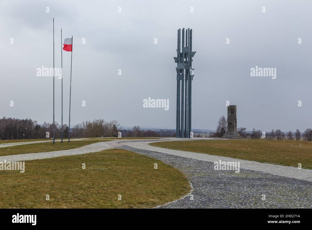 Grunwald, Poland - 05 February 2018: The fields and monuments of the ...