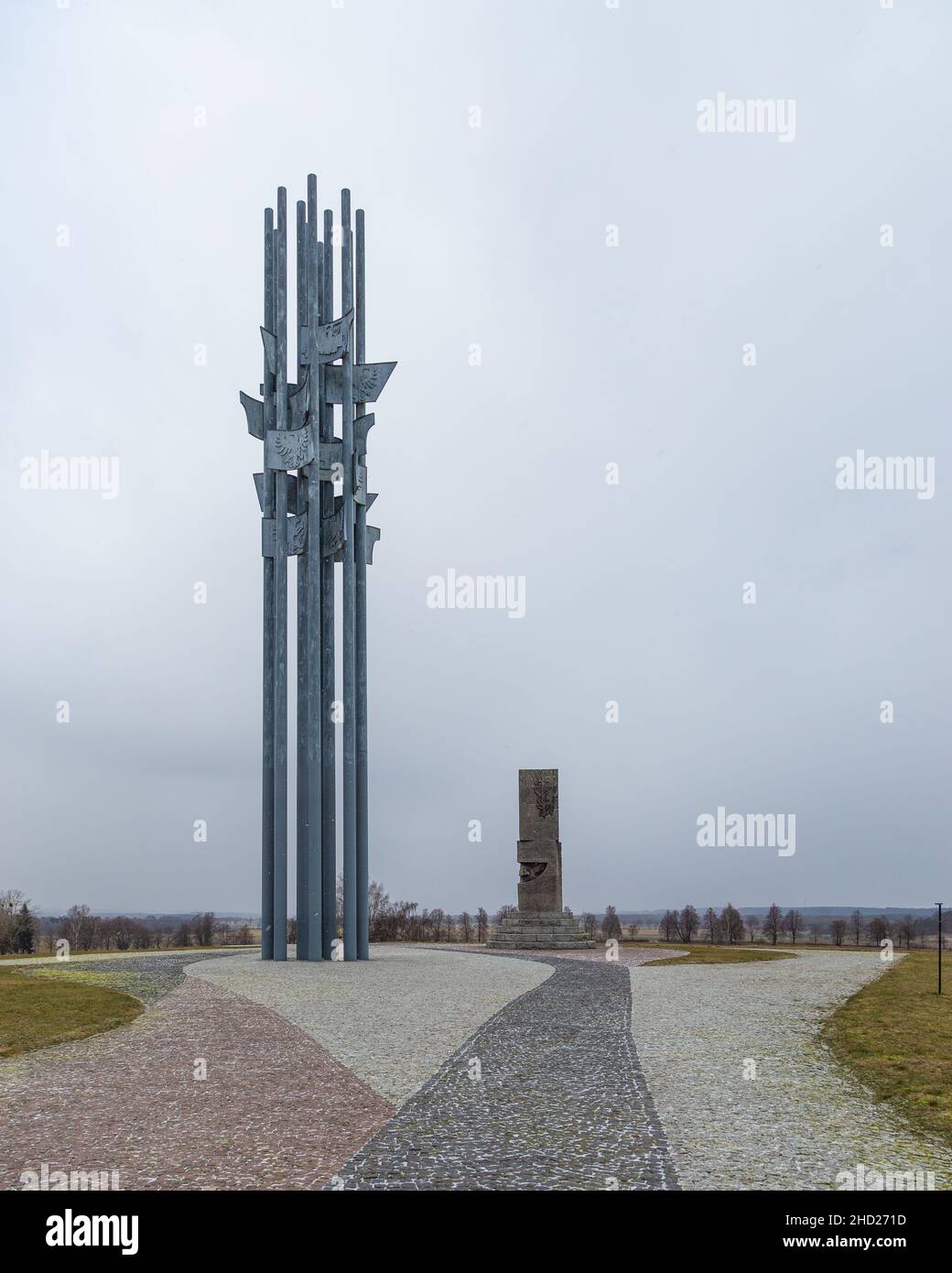 Grunwald, Poland - 05 February 2018: The fields and monuments of the ...